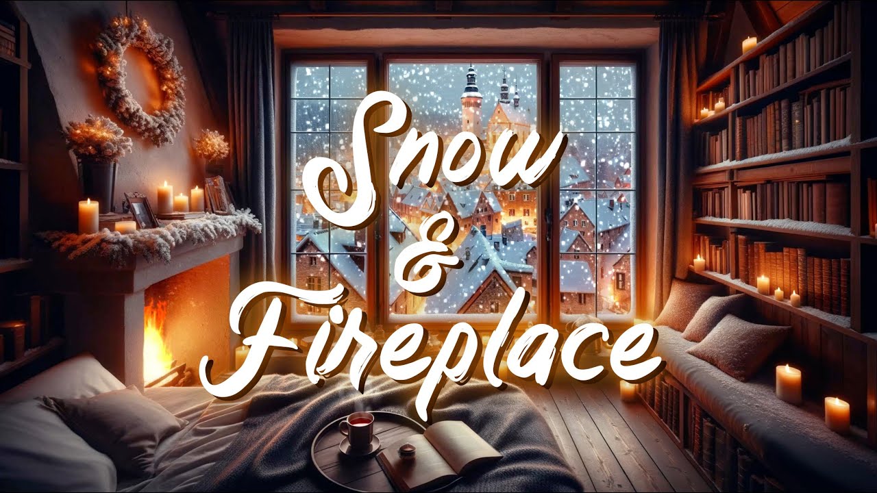 Relaxing Snow Scene with Gentle Fireplace Ambiance | Calm Winter Night ...