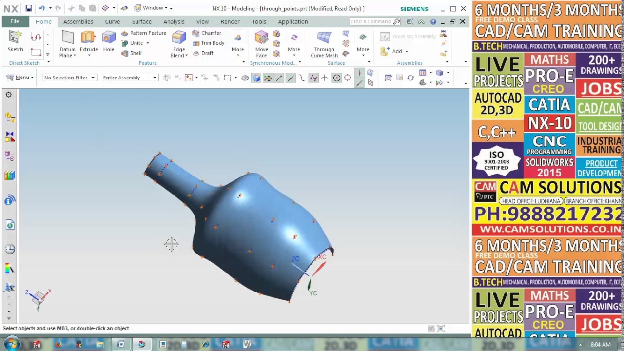 NX 12 surfacing tutorial THROUGH POLE AND THROUGH POINT - YouTube