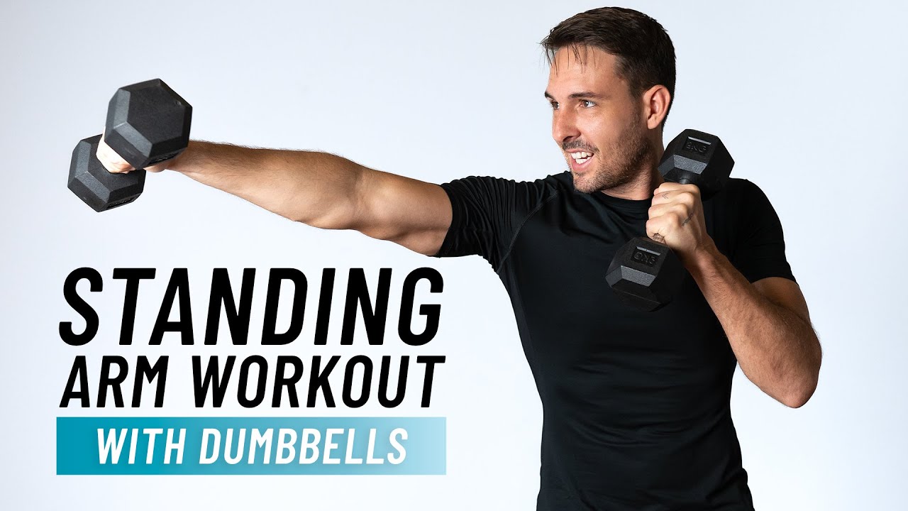 20 Min Standing Arm Workout with Dumbbells - No Pushups - YouTube