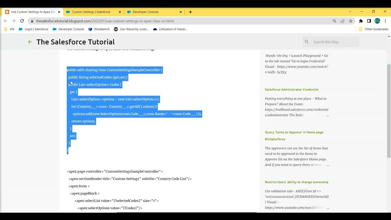 Use Custom Settings in Apex Class on a Visualforce Page #inSalesforce - YouTube