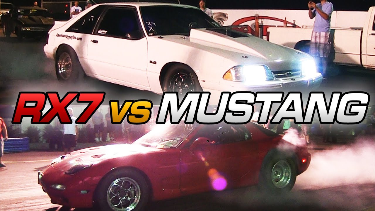 Turbo RX7 vs Nitrous Mustang - YouTube