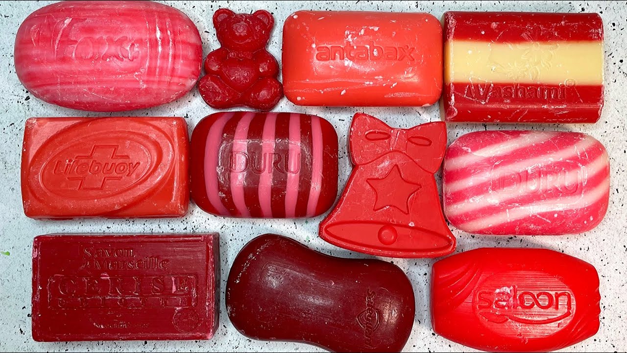 Red Soap set. Asmr Soap. Carving soap. Асмр резка мыла - YouTube