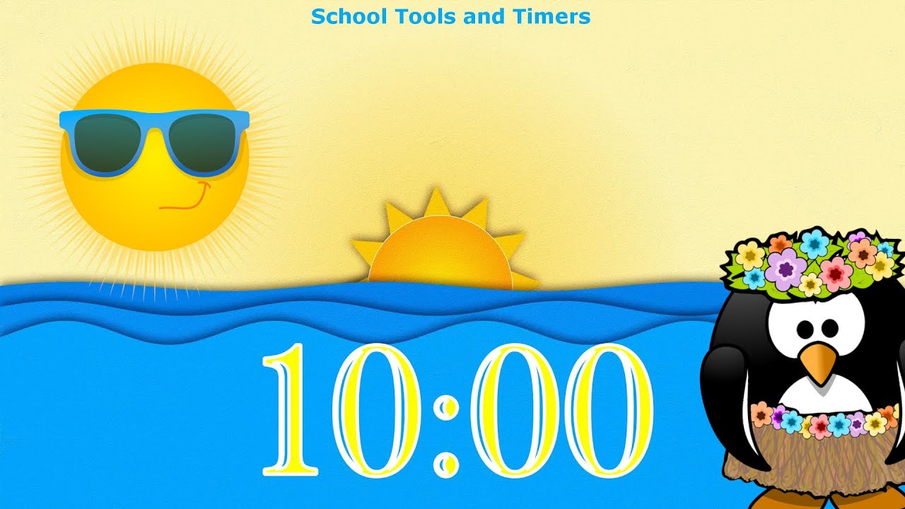 10 Minute Countdown Timer - Beach Sun Waves 🌞 - Beach Sounds 😎 - YouTube