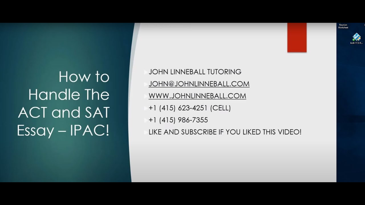 How to Study for the SAT and ACT Essays using my IPAC Method. - YouTube