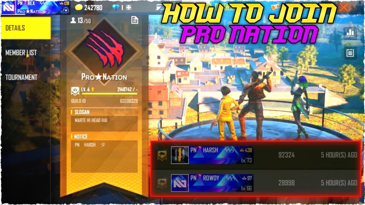 How To Join "PRO NATION" Guild Free Fire | How To Join Pn Harsh Guild ...