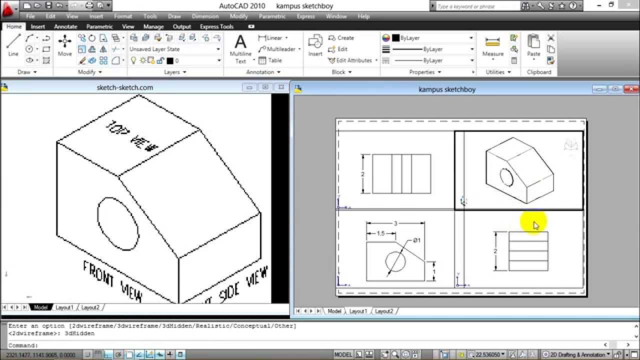 Belajar Autocad : Mengatur view plotting pada layout - YouTube