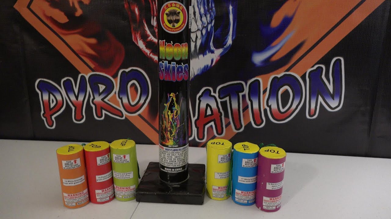 NEON SKIES 1.75" CANISTER SHELLS - RACCOON FIREWORKS - YouTube