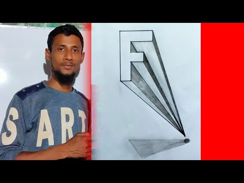 Easy Trick Art Drawing - How to draw 3D Letter F || Anamorphic Illusion with marker & 6B pencil