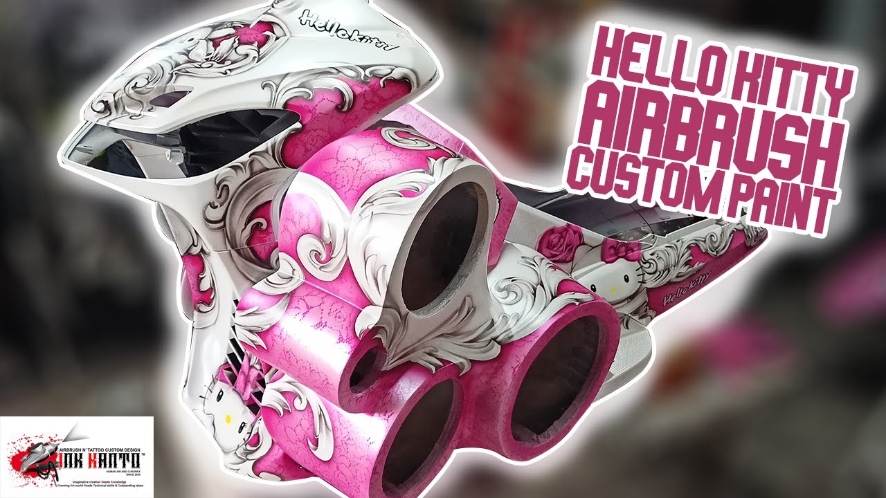 Hello Kitty Airbrushed Motorcycle //Inkkanto Custom Paint - YouTube