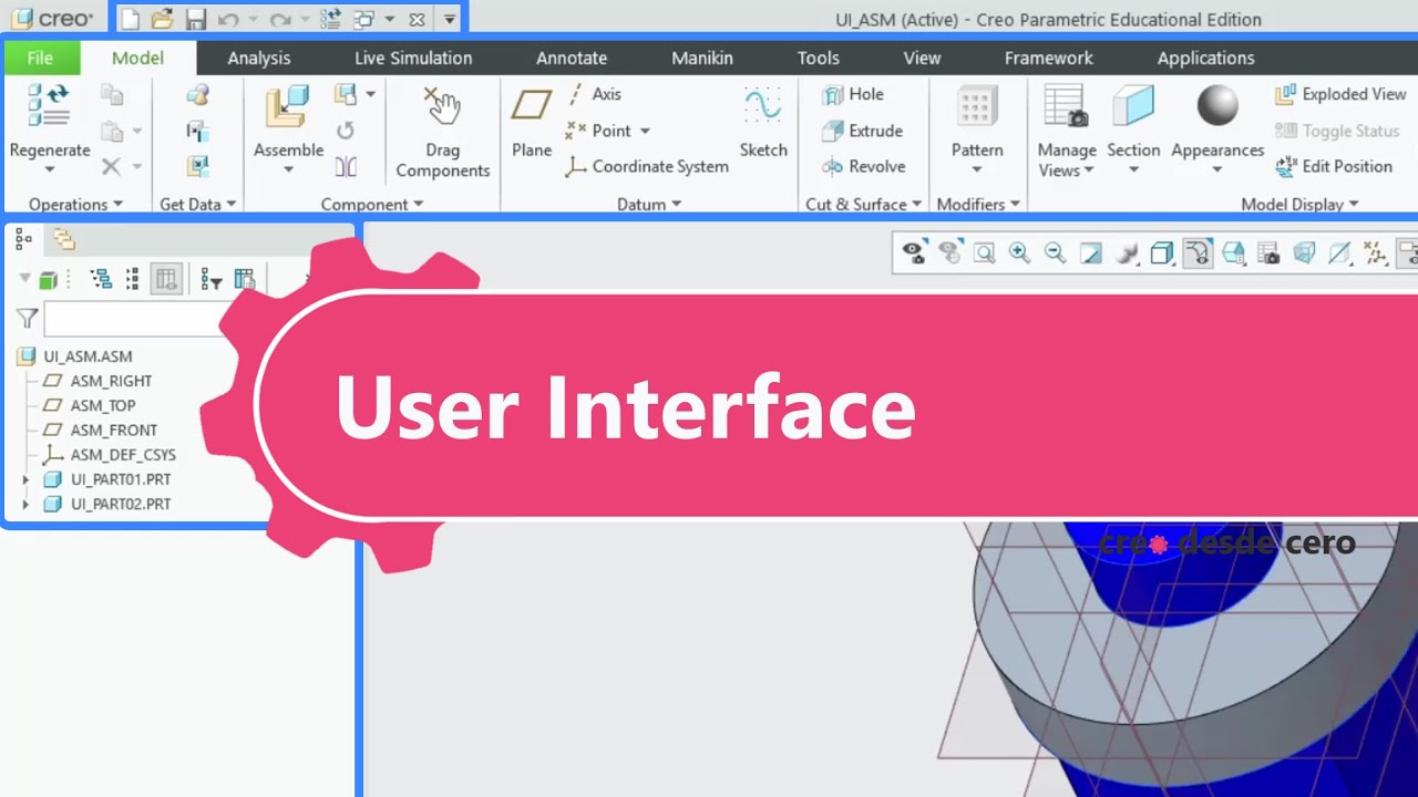 Interfaz de PTC Creo explicada (User Interface) - YouTube