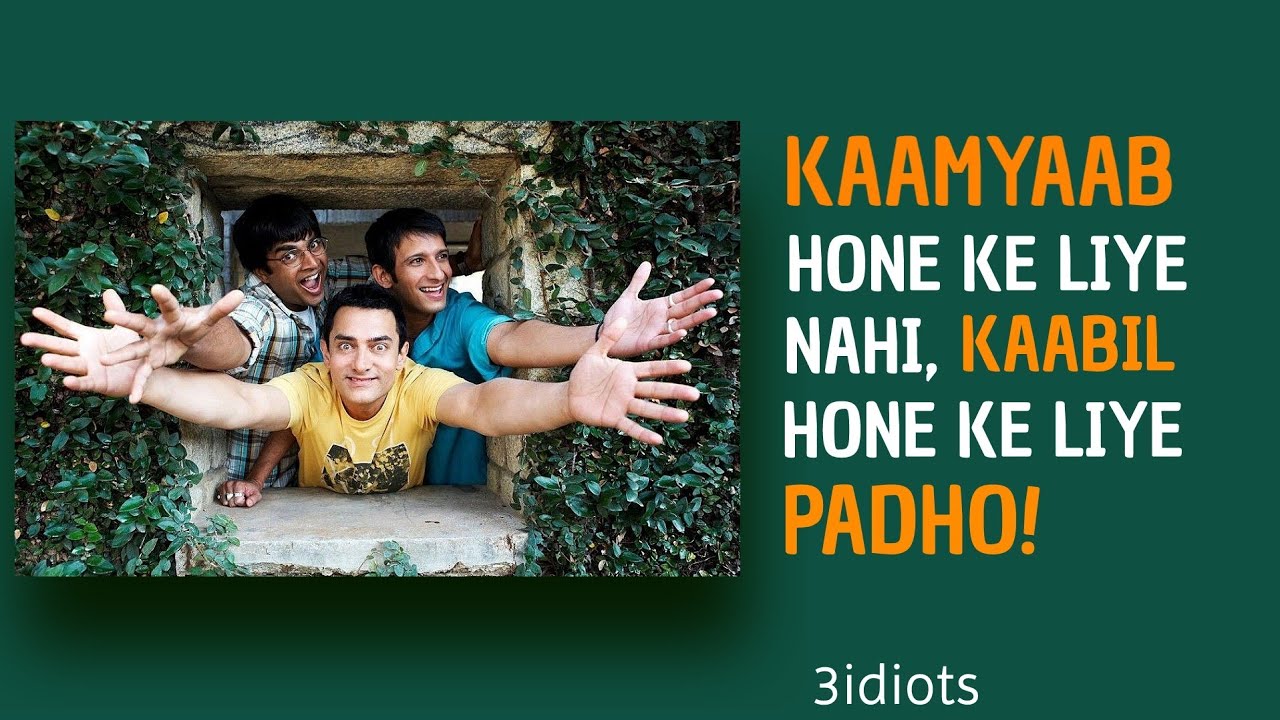 Top 15 Life-Changing Quotes From 3 Idiots Movie | Motivation Quotes ...