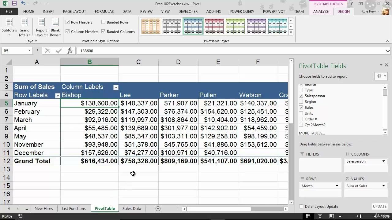 Microsoft Excel Course - Drilling Down into PivotTable Data | Part 98 ...