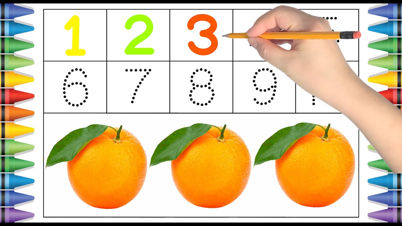 숫자 놀이 유아와 아이들을 위한 과일 숫자 1부터 10까지 따라 쓰기 Write Number 1 To 10 Learn
