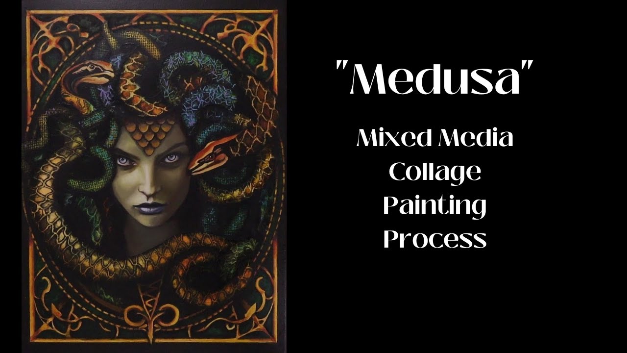 Medusa Mixed Media Collage Painting. Art Nouveau Inspired - YouTube