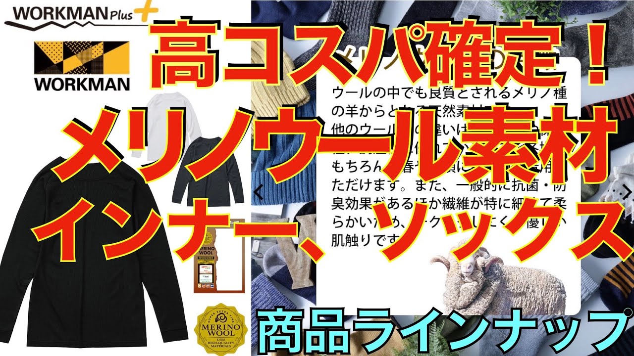 WORKMAN PLUS 高コスパ確定！メリノウール特集。1 ,900円のインナー、こんなに安くて良いの？ - YouTube