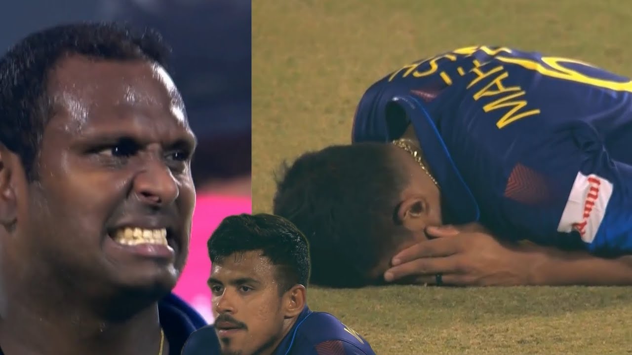 Angelo Mathews Srilanka team crying badly after loosing match today ...