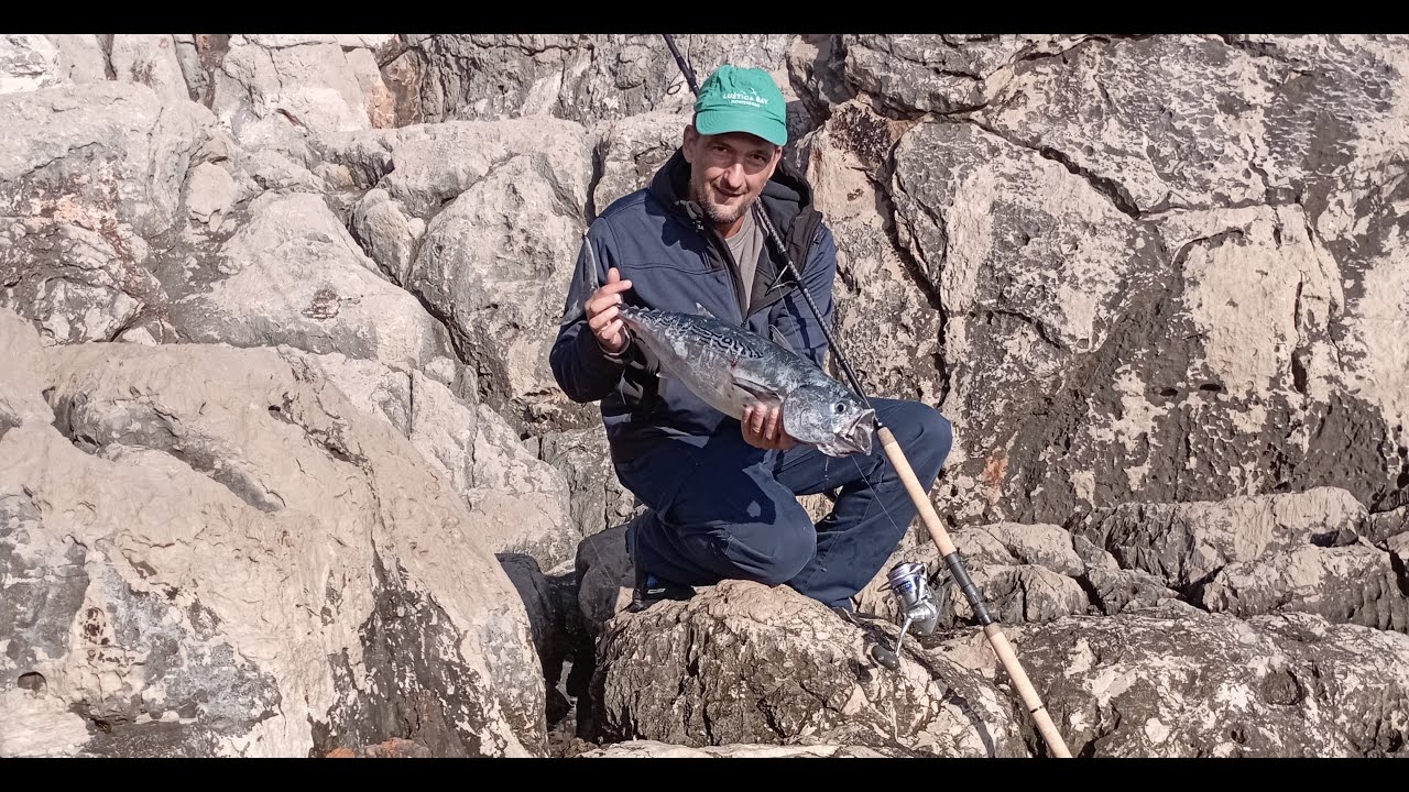 Shore Jigging Montenegro-baptising rod with a big fat albacore!!! - YouTube