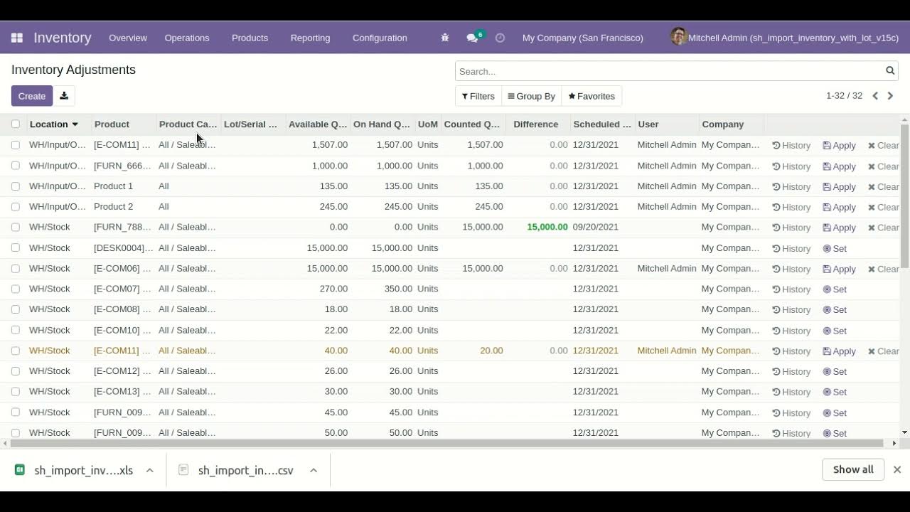 Import Stock Inventory With Lot/Serial Number from CSV/Excel file Odoo - YouTube
