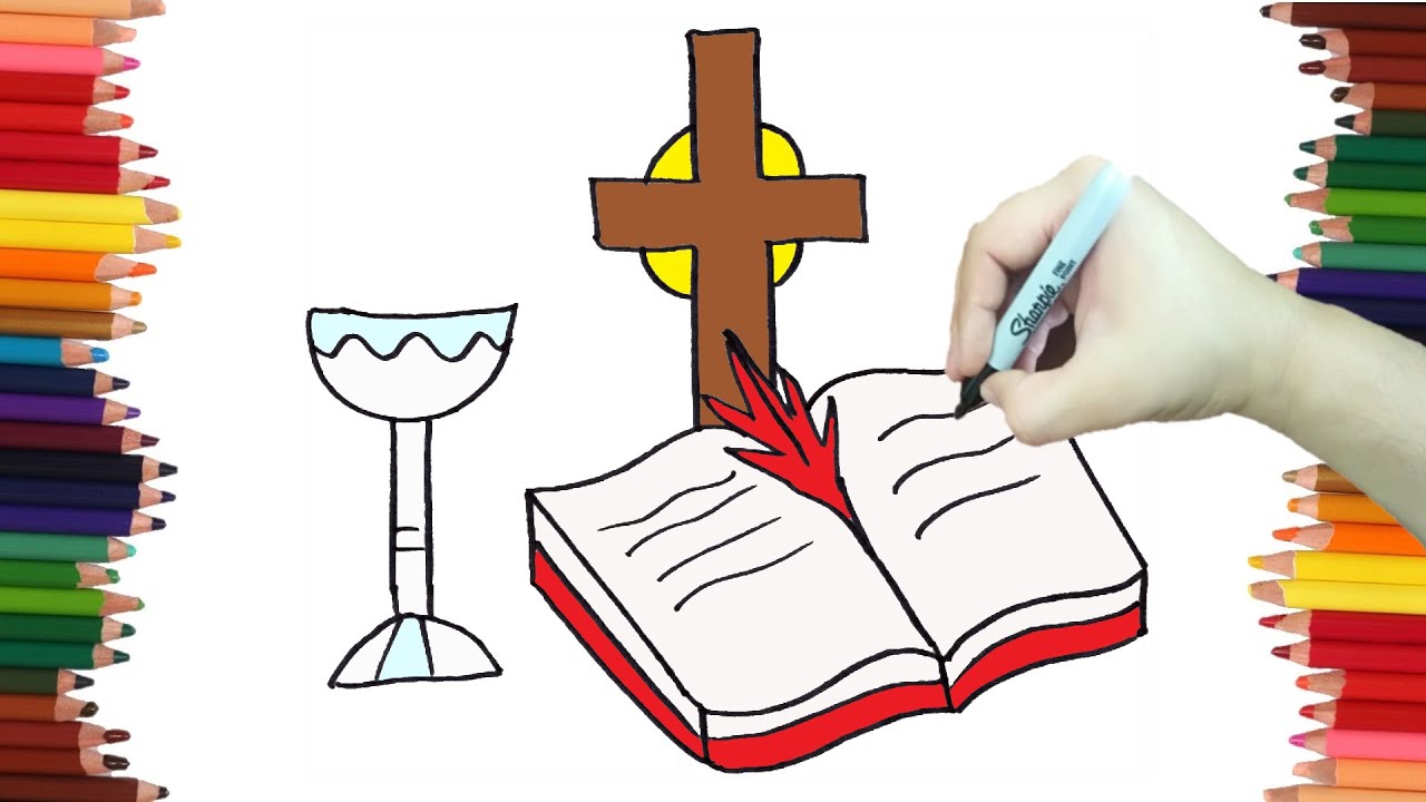 How to draw easily a BIBLE FOR HOLY WEEK step by step - YouTube