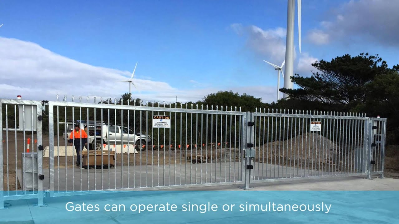 Dual Swing Gates at a quarry - YouTube