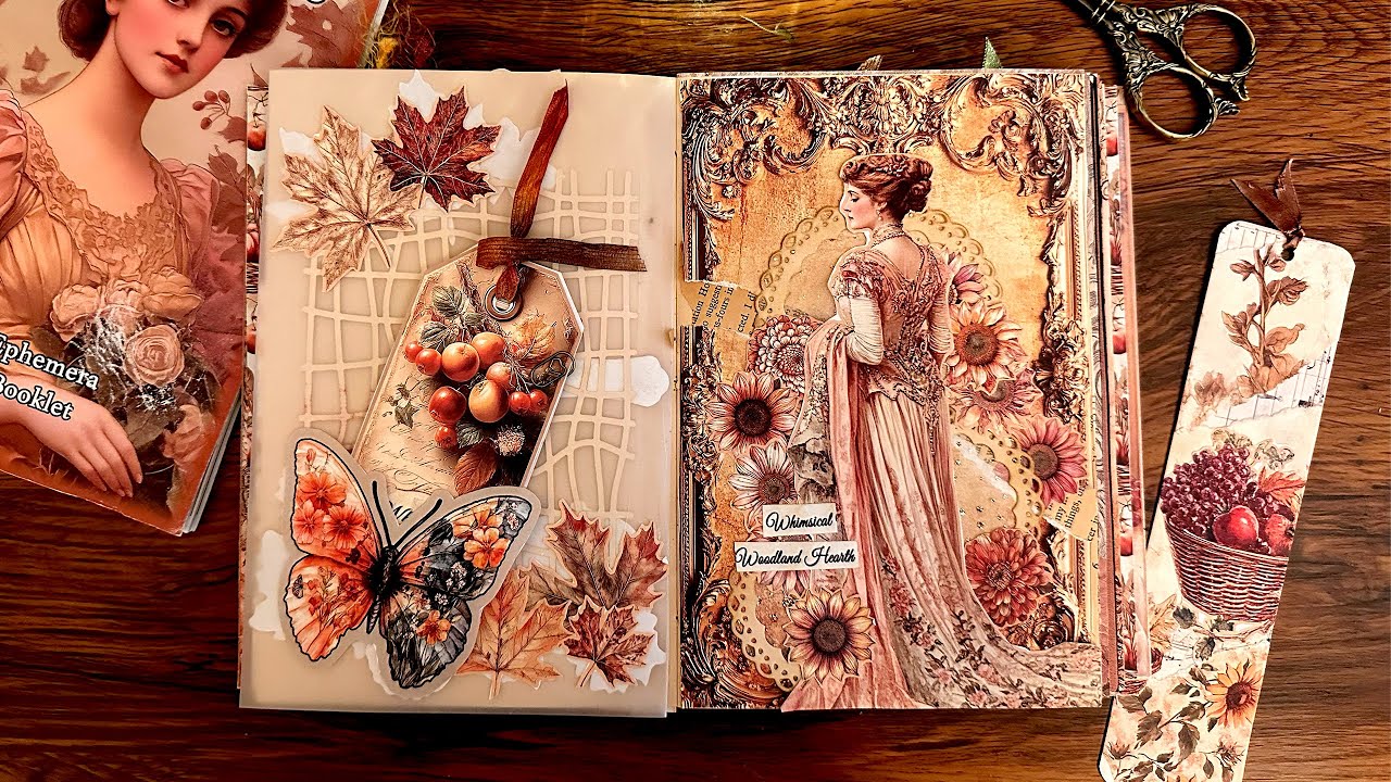 ASMR Whimsical Woodland Hearth Tag Accordion Booklet Collage Page Idea ...