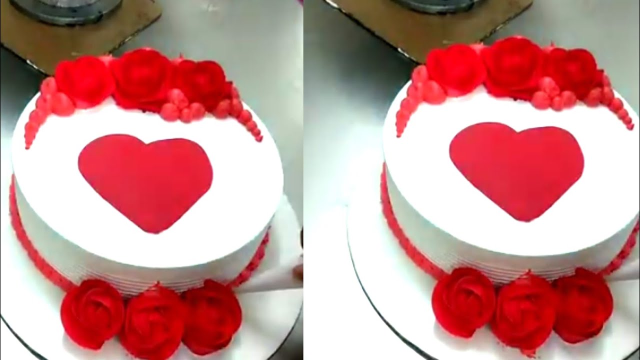 Red colour heart shape cake 🎂😋 | Heart shape design cake decorations ...