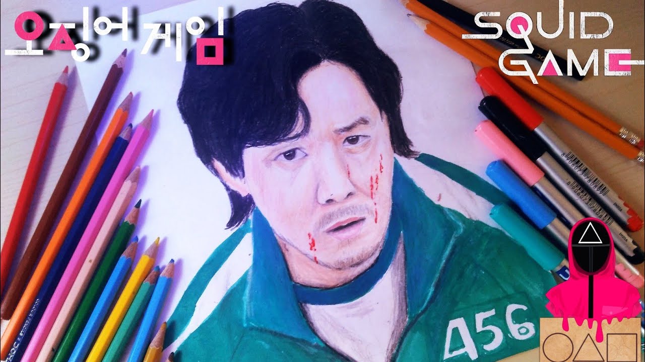 Squid Game drawing - Gi-hun/#squidgame /colour pencil - YouTube