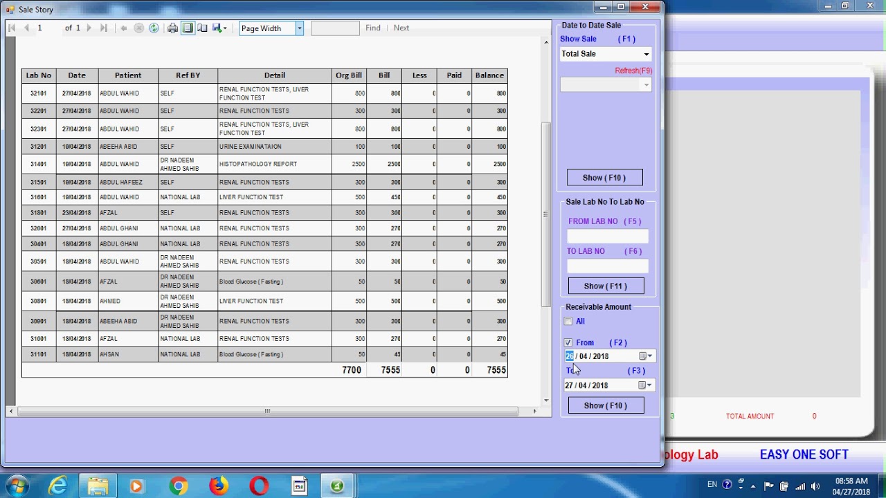 Easy Pathology Lab Print Recievable Amount - YouTube
