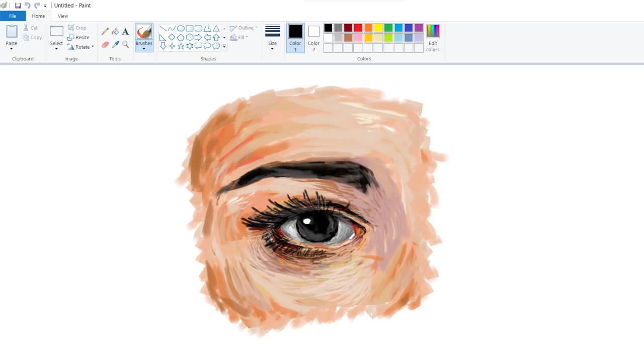 Painting Eye in MS Paint (with mouse) - YouTube