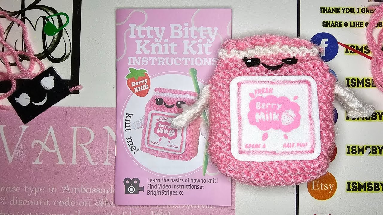 Five Below Itty Bitty Knit Kit Berry Milk How to knit For Beginners ...