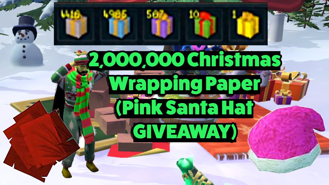 Runescape 2,000,000 Christmas Wrapping Paper Unboxing! (Pink Santa Hat ...