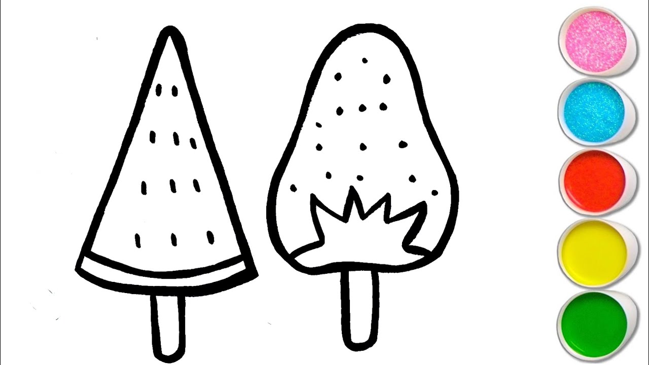 Watermelon Ice Cream drawing, colouring and painting Ice Cream kide ...