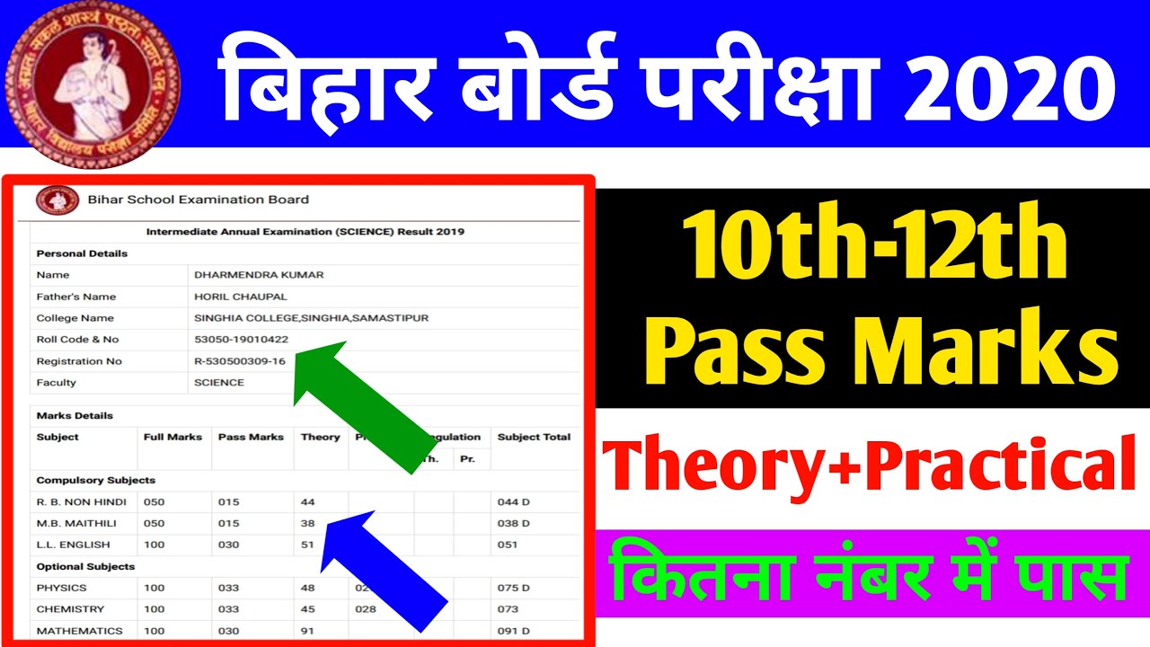 इंटर मैट्रिक पास मार्क्स कितना होता है || Bihar Board Inter Matric ...