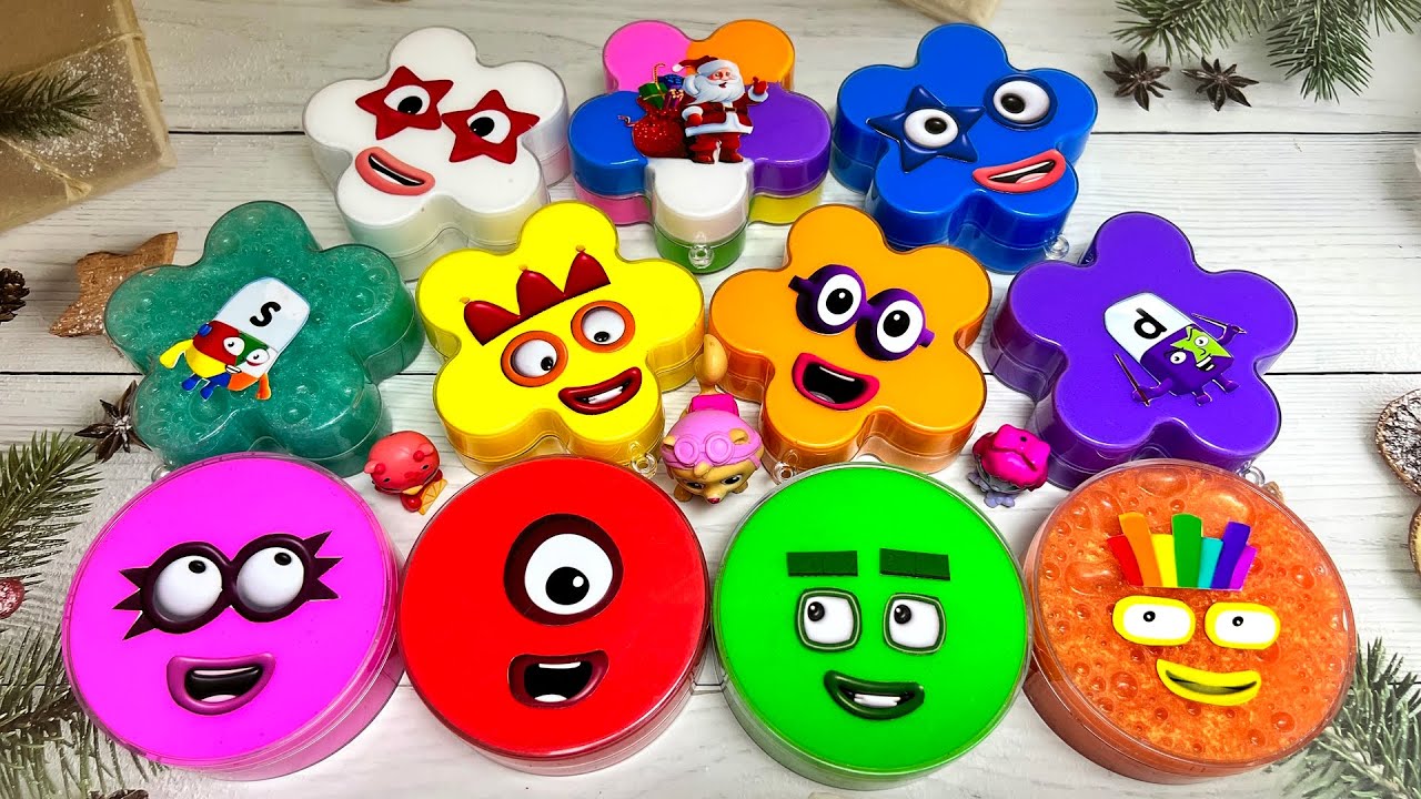 Flower CLAY Mixing Round SLIME Box Coloring | Numberblocks Satisfying ...