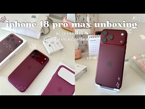 iPhone 18 pro max unboxing 512 GB burgundy🍇 + apple accessories + customization
