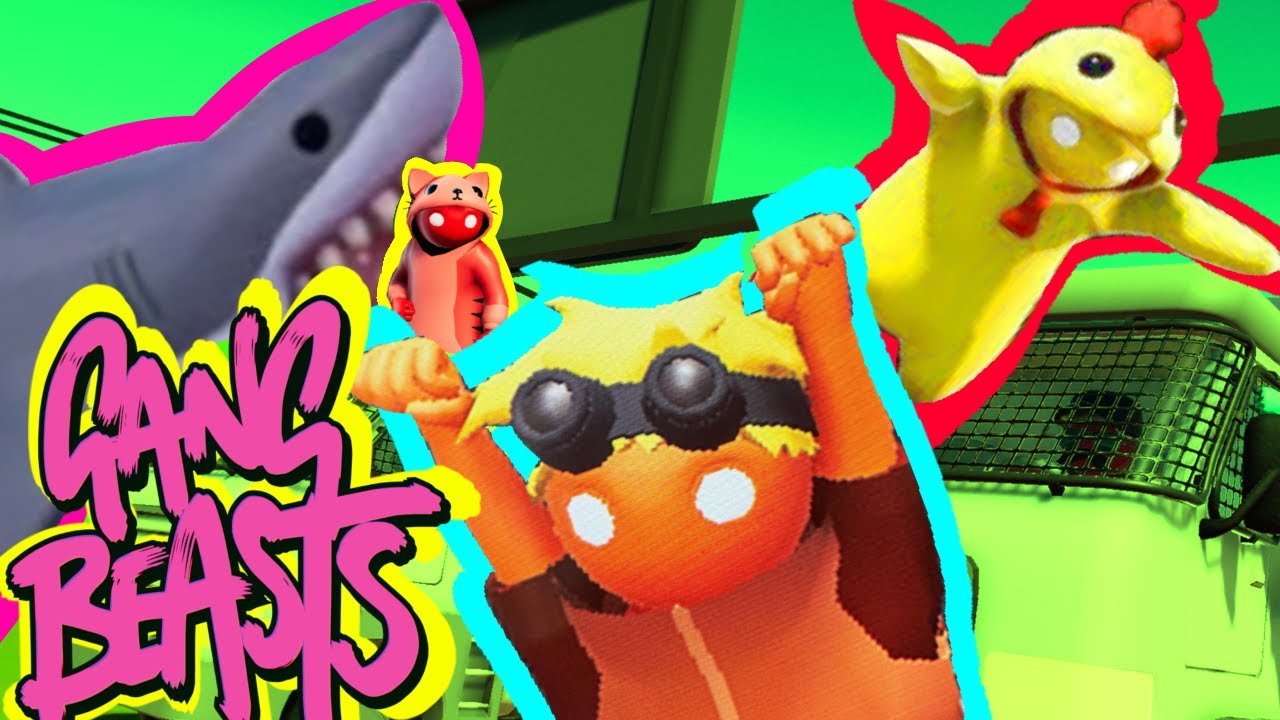 Gang beasts! dont bring the pink chicken in the elevator - YouTube
