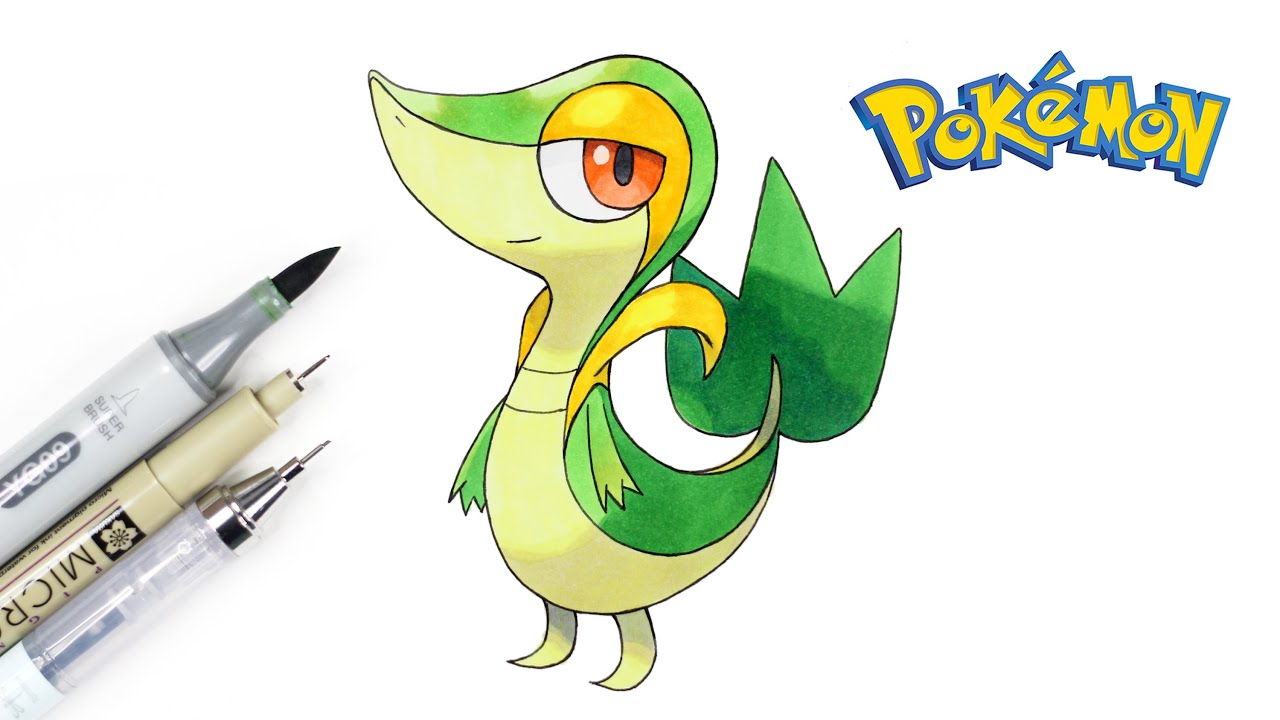 How to draw Snivy | Pokémon | Snivy | ツタージャ | 如何畫藤藤蛇 | 精靈寶可夢 | 寵物小精靈 ...
