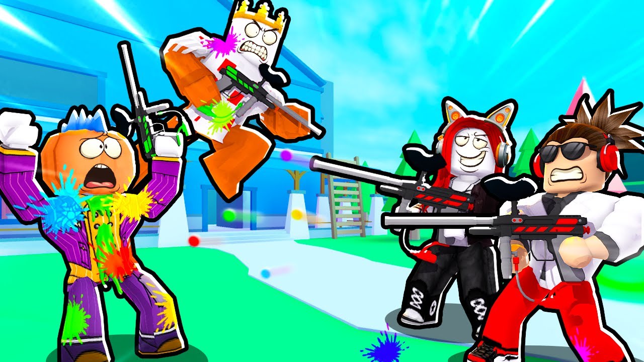We Got Splattered By Paint In Roblox Big Paintball - YouTube