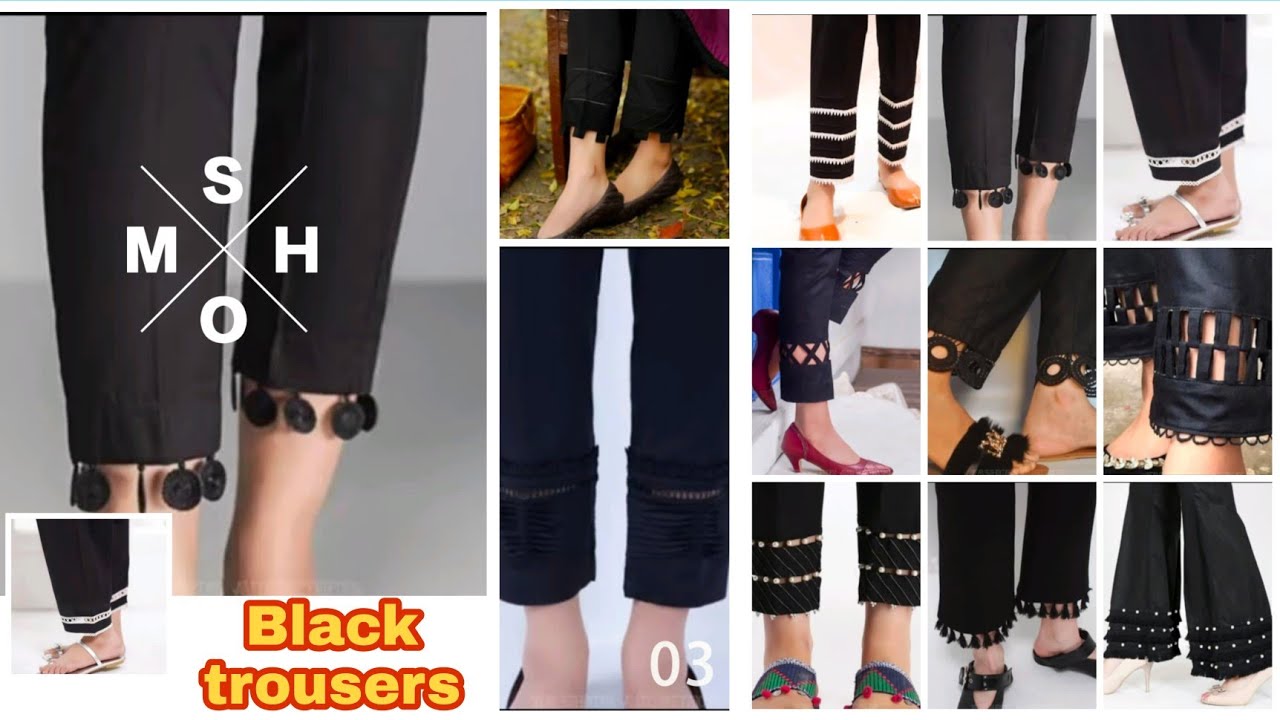 Black trouser design | Black trouser designing ideas | Black trouser ...
