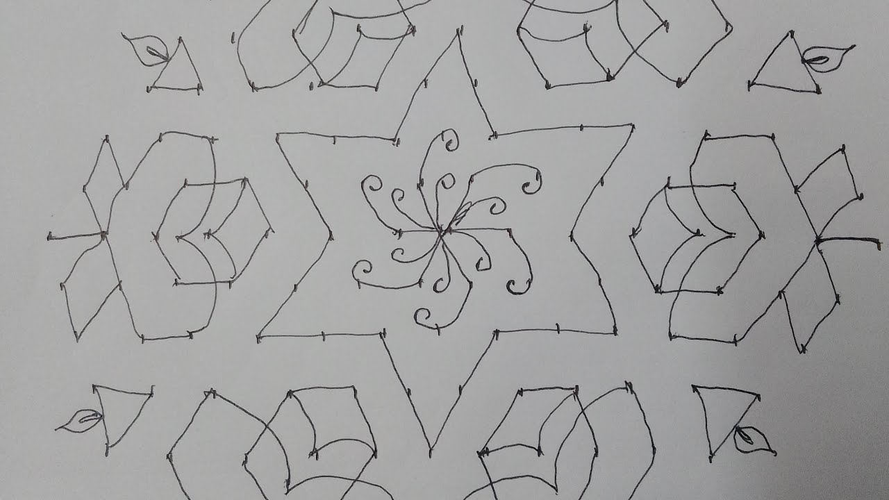 rose rangoli 15 - 8 dot rangoli tutorial subscribe for more - YouTube