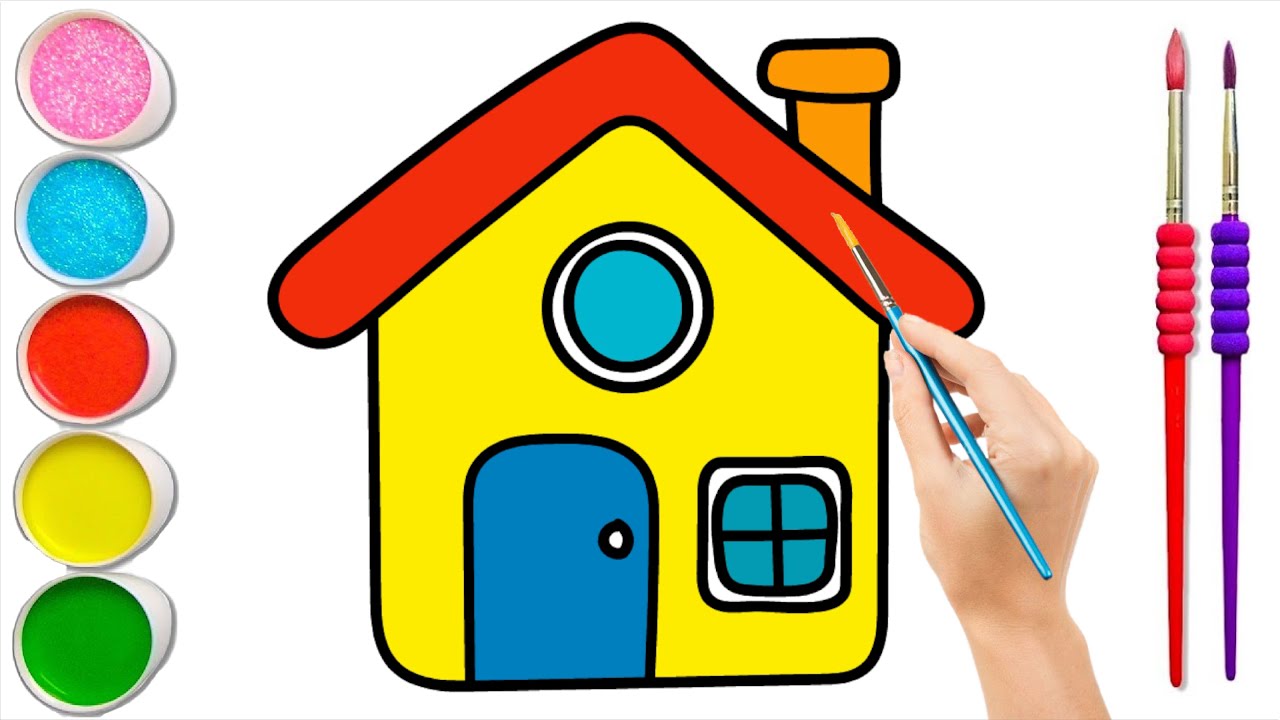 House Drawing, Coloring and Painting for Kids | How to Draw - YouTube
