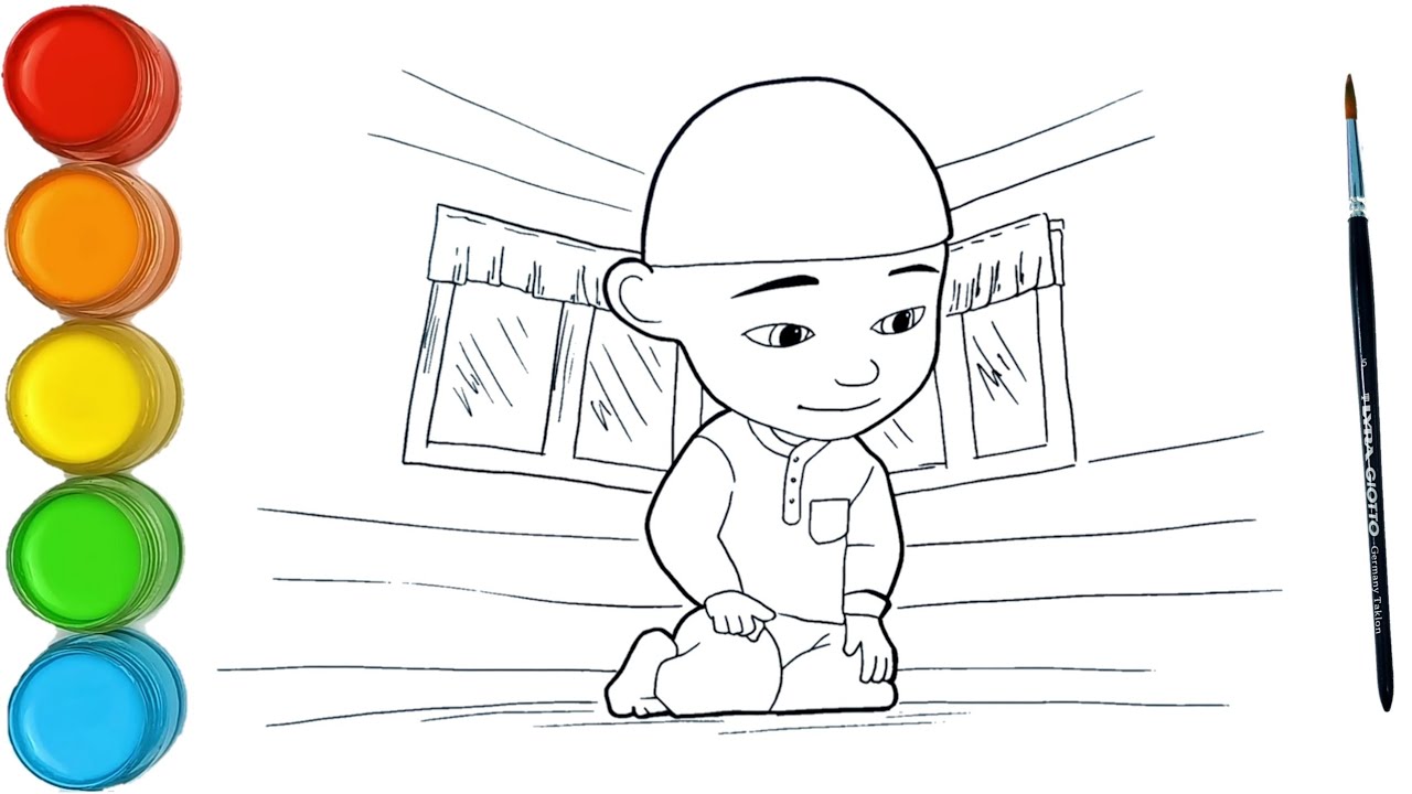 Menggambar dan Mewarnai Upin sedang sholat | Upin & Ipin Movie full ...