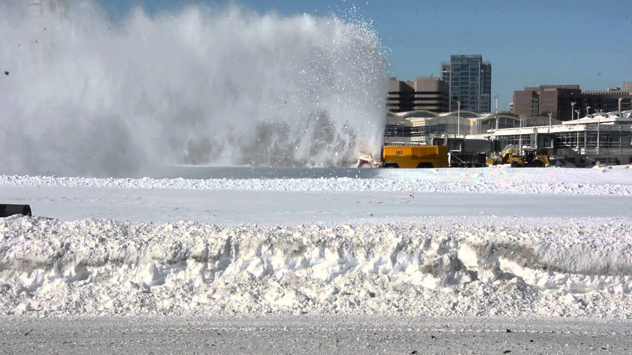 Snow blower at Reagan National with Air Traffic Control Tower 1-24-2016 ...