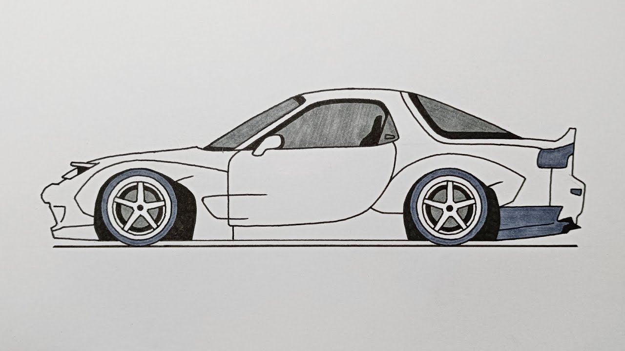 How to draw a Mazda RX7 - YouTube