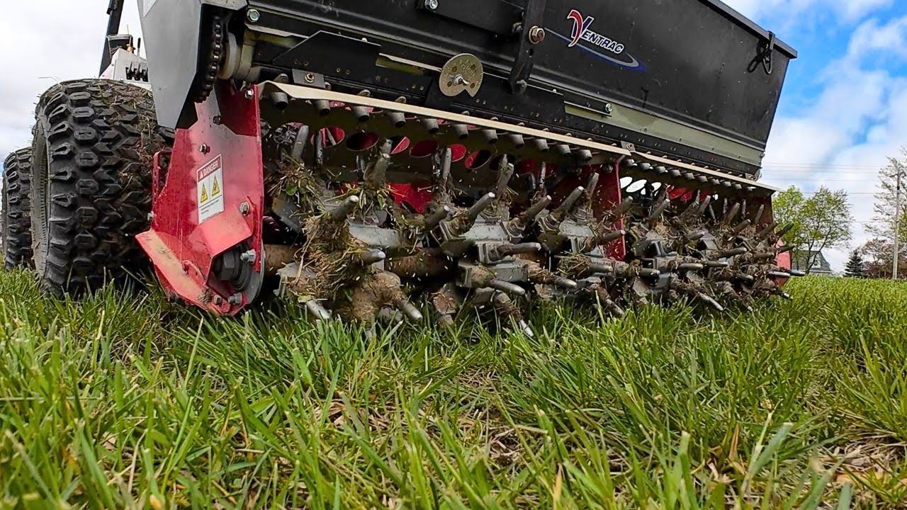 Fix Our UGLY Yard! Overseeding Lawn with Compact Tractor! - YouTube