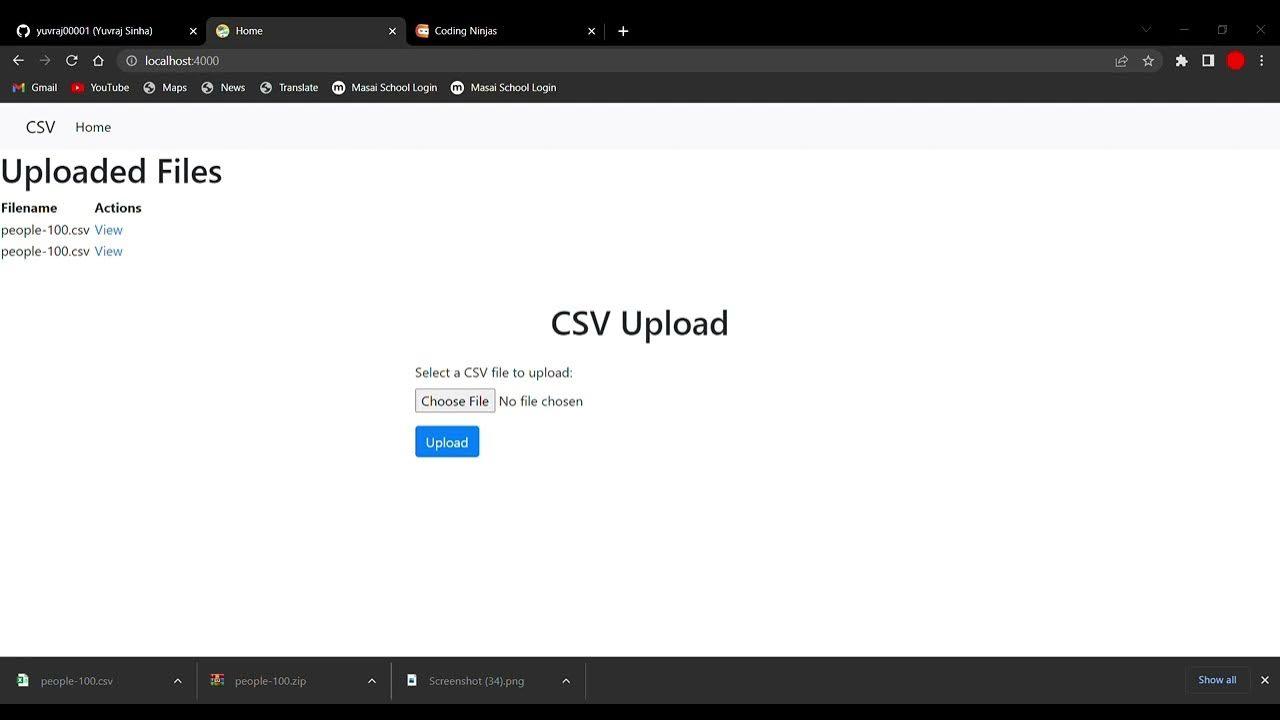 csv uploader - coding ninjas backend - YouTube