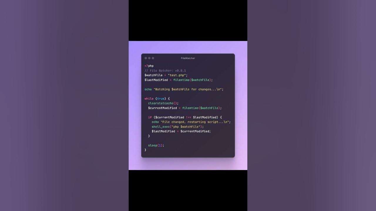 I create my own file watcher in php just like nodemon or --watch in nodejs #filewatcher #php # ...