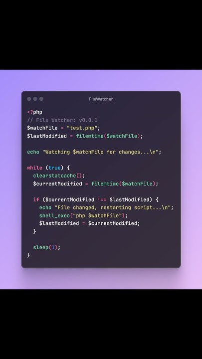 I create my own file watcher in php just like nodemon or --watch in nodejs #filewatcher #php # ...