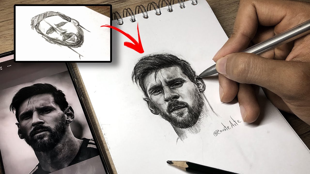 De un Boceto FÁCIL a un Dibujo ÉPICO de MESSI 💫 - YouTube
