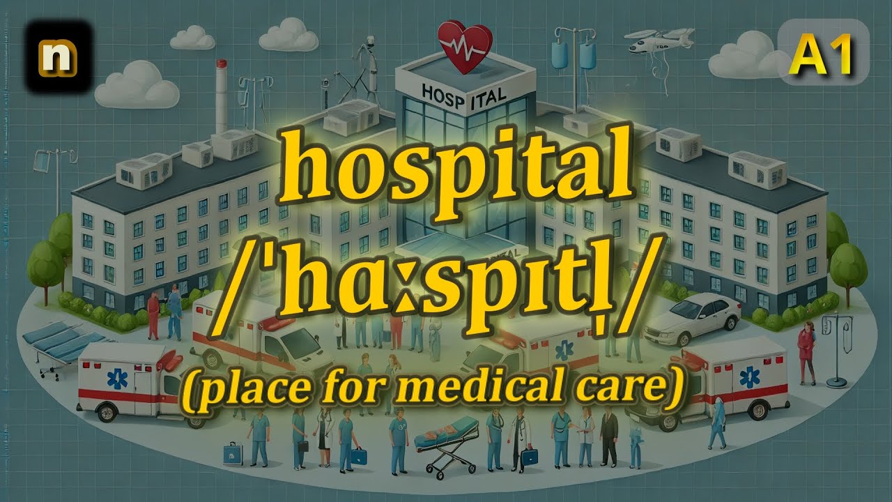 [n] Hospital meaning (place for medical care) with 5 examples - YouTube